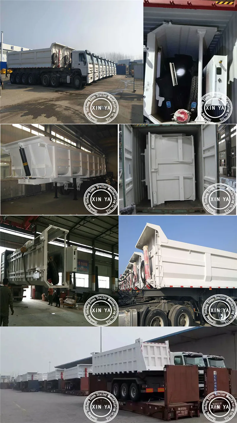 2 Axle 3 Axle Full Semi Trailer Drawbar Tipping Dumper Cargo Fence Full ...