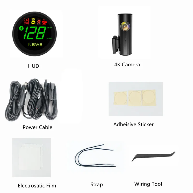 Mini ADAS Dual Lens 4K Car Camera Dashcam with HUD GPS