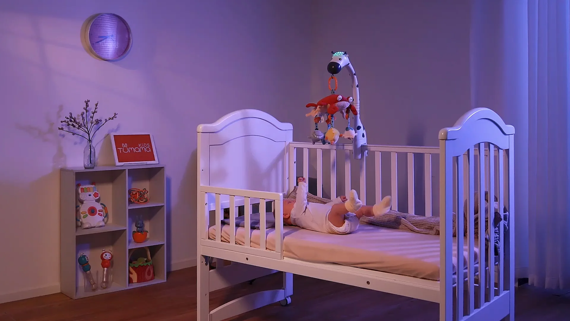 Tumama Kids Baby Bed Bell Musical Mobiles Toy With Soft Crab Hanging Plastic Cot Giraffe Felt ...