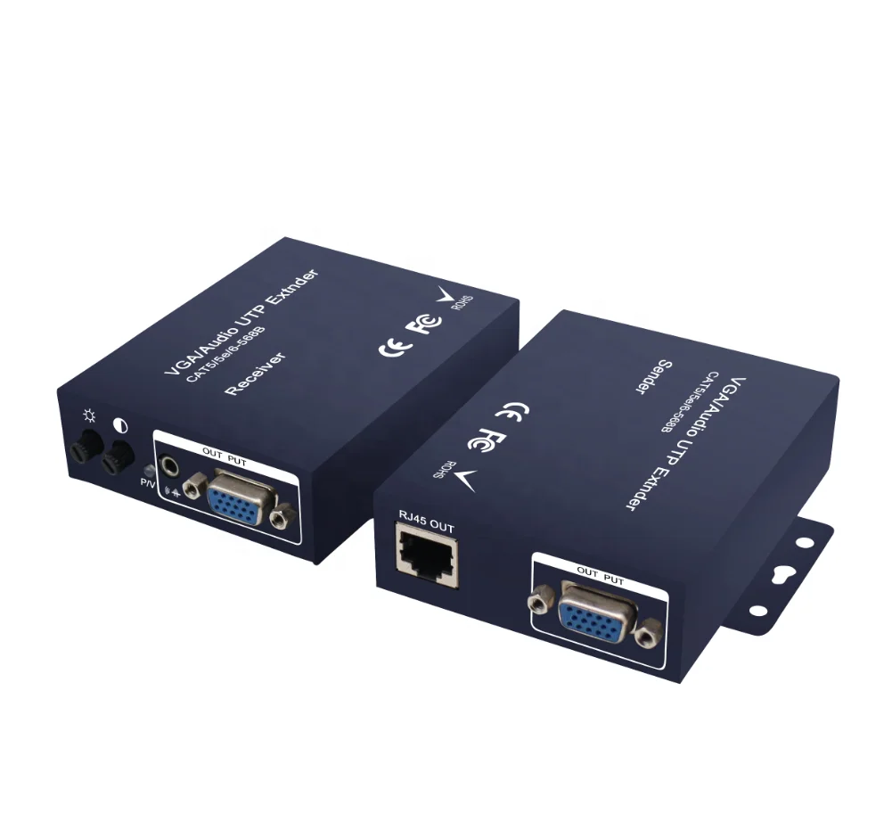 100m Vga Extender Sender Receiver Over Ethernet With Audio Vga To Cat5 ...