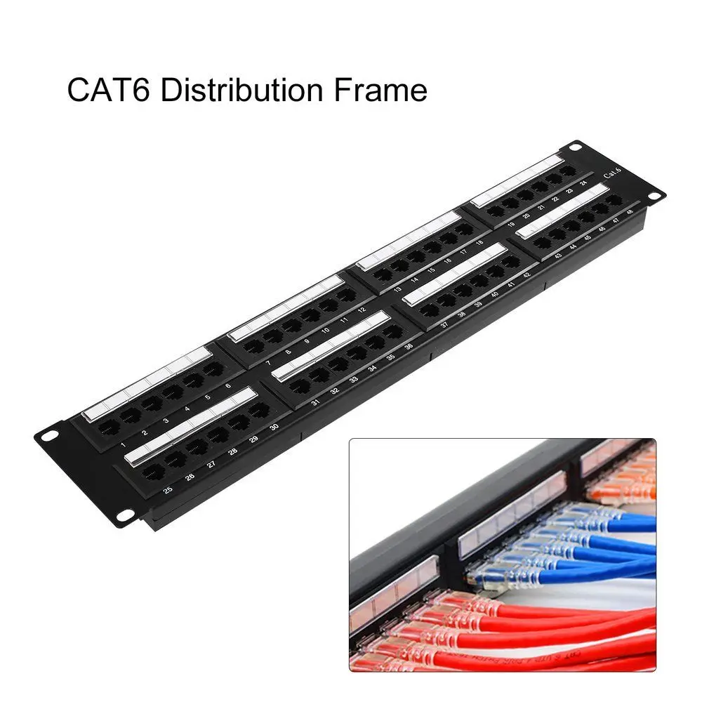 Gcabling Network Patch Panel Rack Mount 2u Rj45 24 48 Port Cat5e Utp ...