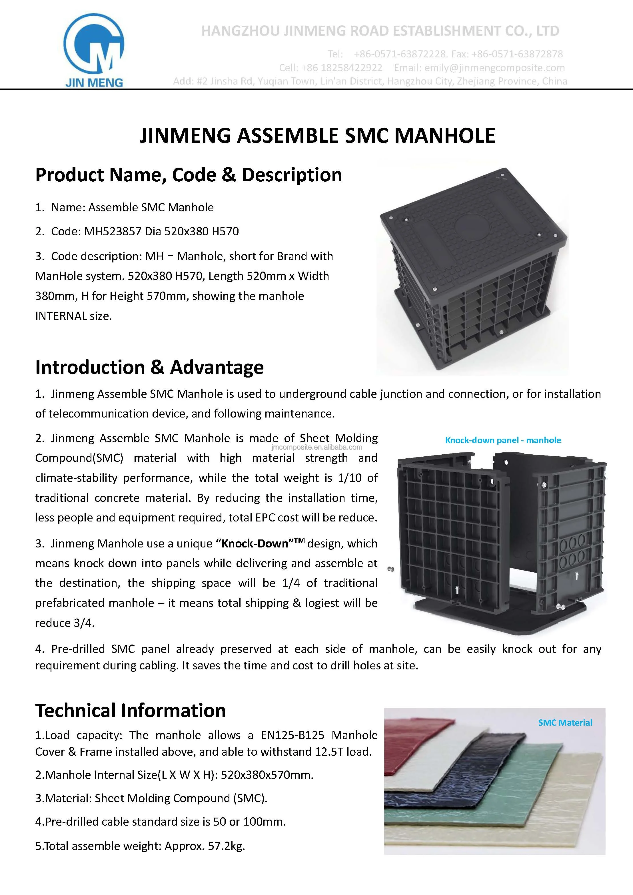 Underground Cable Junction - Durable Manhole Box JM-MH520X380X570
