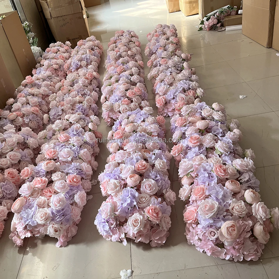 High Quality Silk Faux Rose Flowers Runners Fake Floral Aisle Runner ...