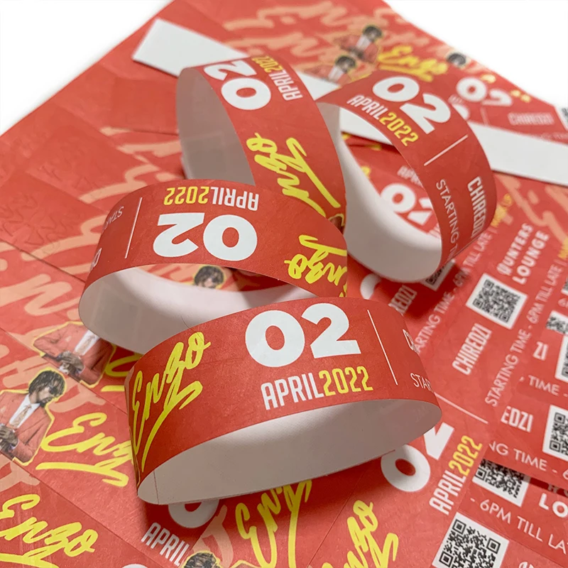 Custom Cheap Concert Entry Event Ticket 3/4 Inch Sheet Tyvek Wrist Band ...