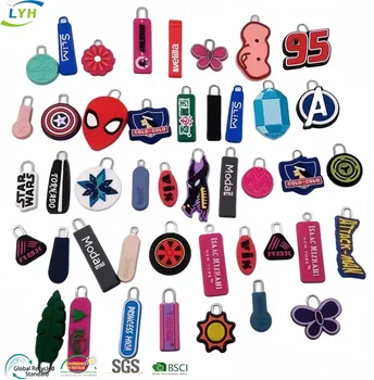 Custom Zipper Head Logo Silicon Puller #5 #3 Rubber Puller Zipper ...