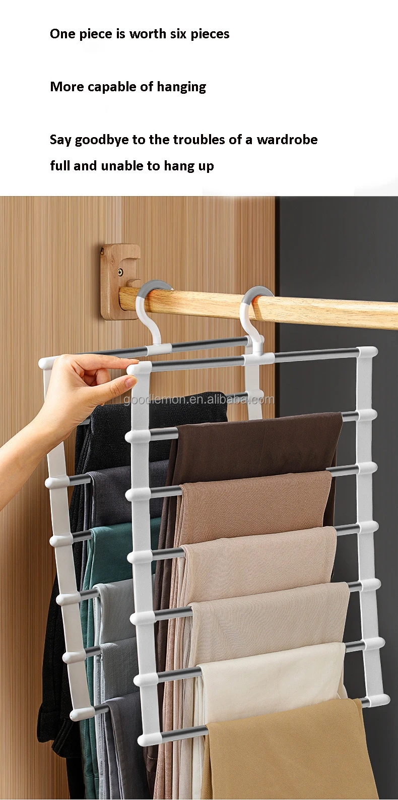 Versatile Stainless Steel Ladder Pants Rack - 6 Layers