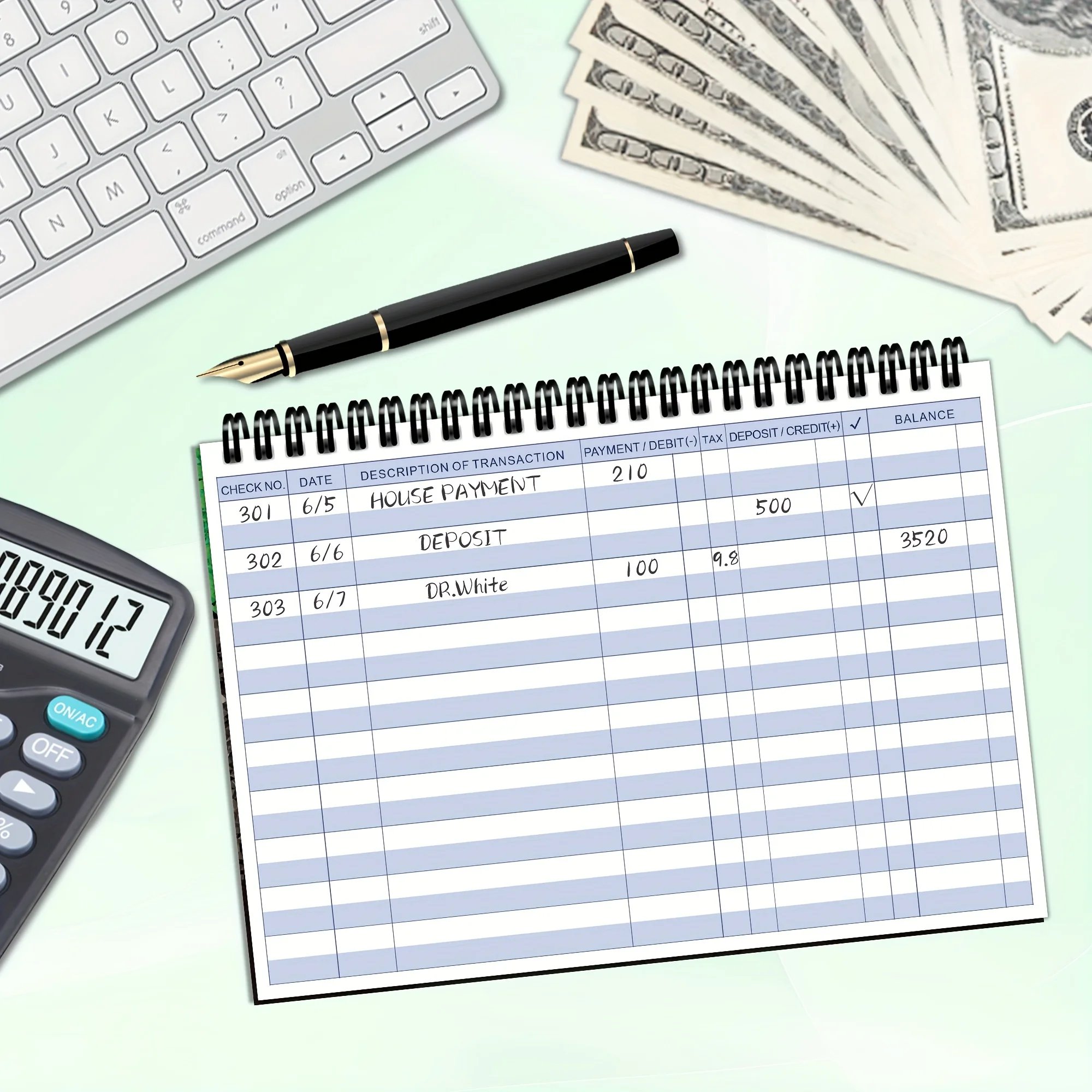 Large-Sized Spiral Checkbook Register - Efficient Expense Tracker ...