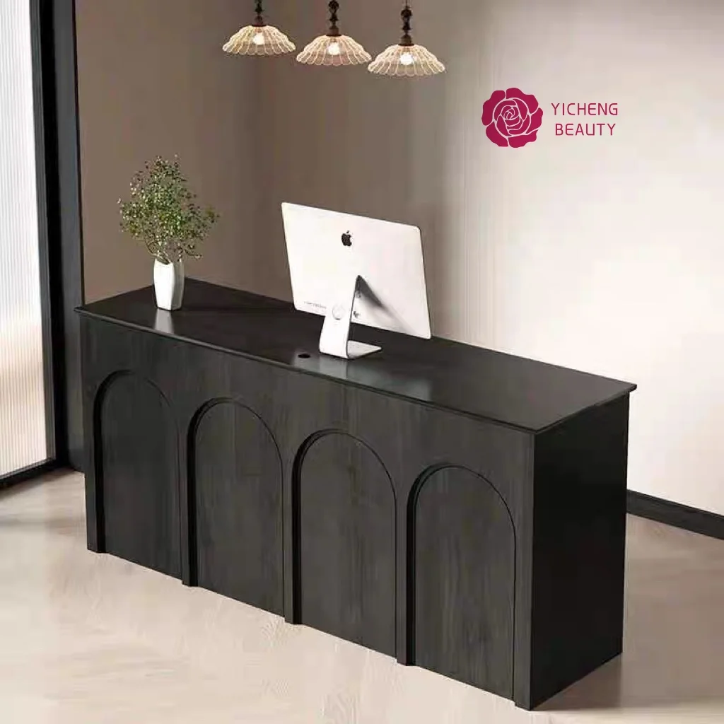 Yicheng Beauty Salon Reception Desk Powder Coating Wood Sticker Used ...