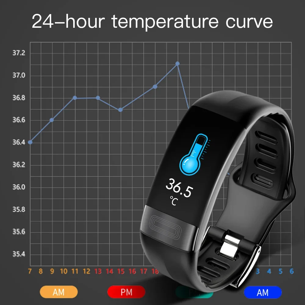 ECG PPG HRV Monitor Smartwatch Body Temperature Blood Pressure Heart ...