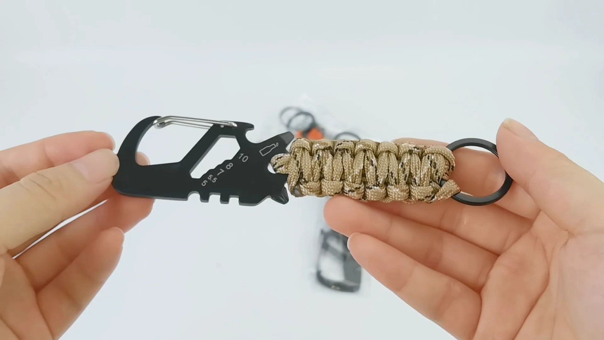 Stainless Steel Carabiner Keychain Paracord Camping Hiking Paracord ...