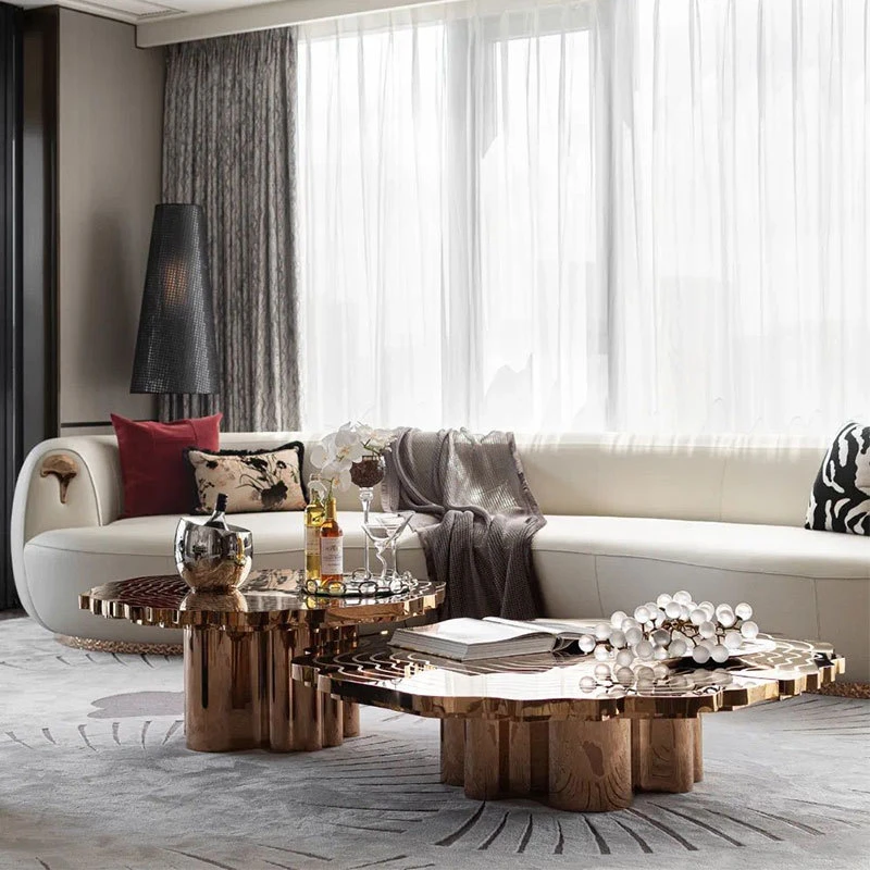 Stainless Steel Root Coffee Table Retro Metal Tree Trunk Coffee Table ...