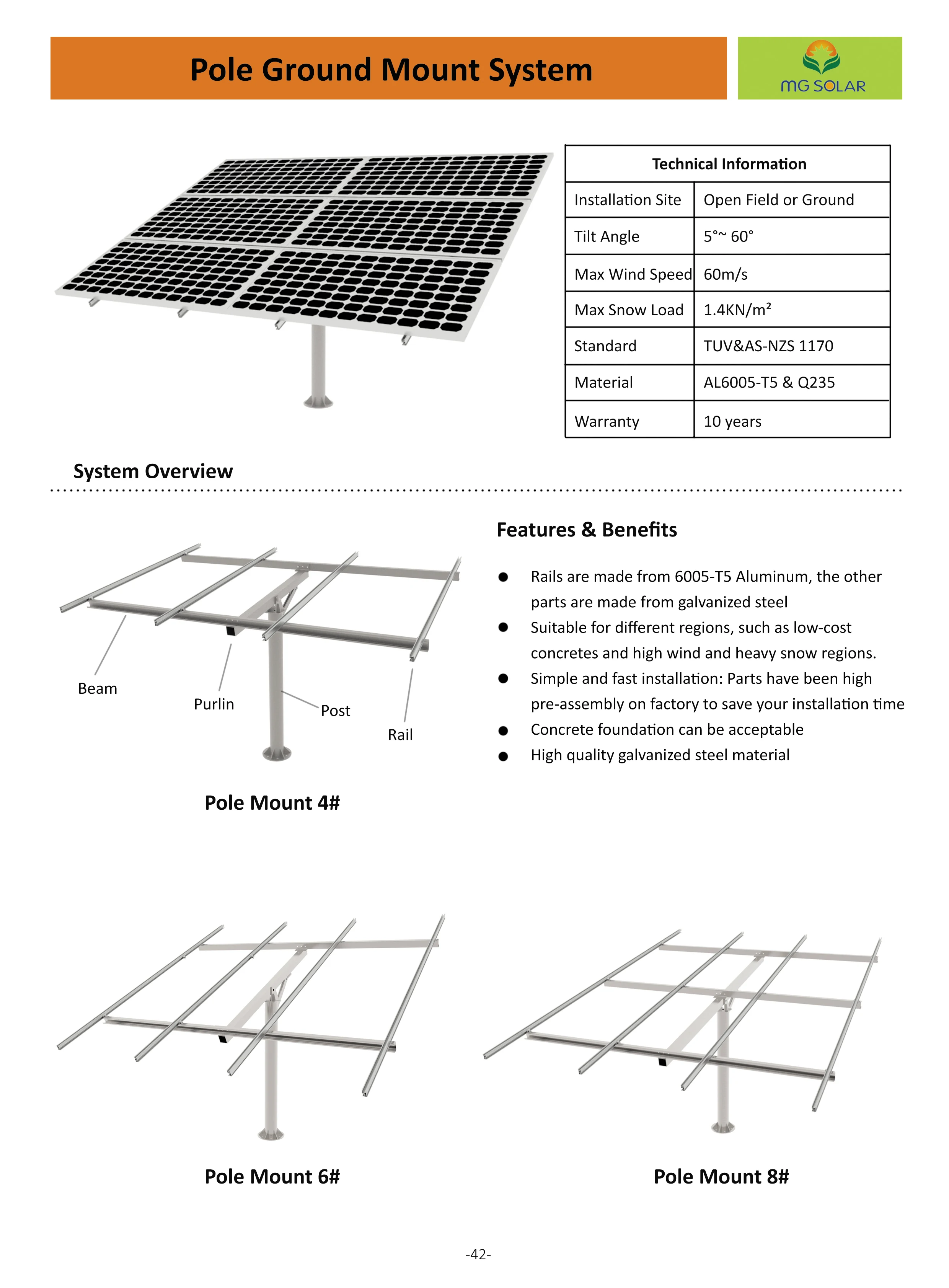 Solar Mounting Steel Ground Anchor Pole Single Pole Structure| Alibaba.com