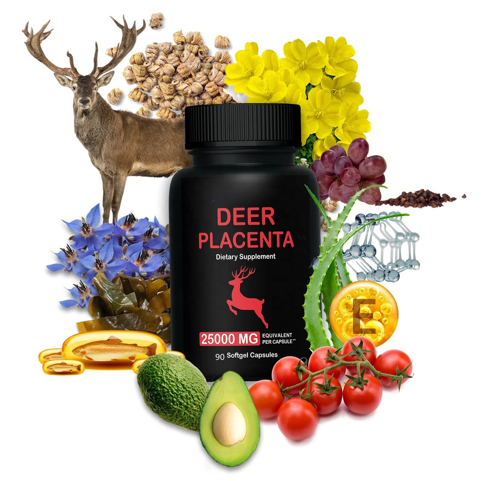 Oem Best New Zealand Custom Deer Placenta Softgel Capsules Anti Aging ...