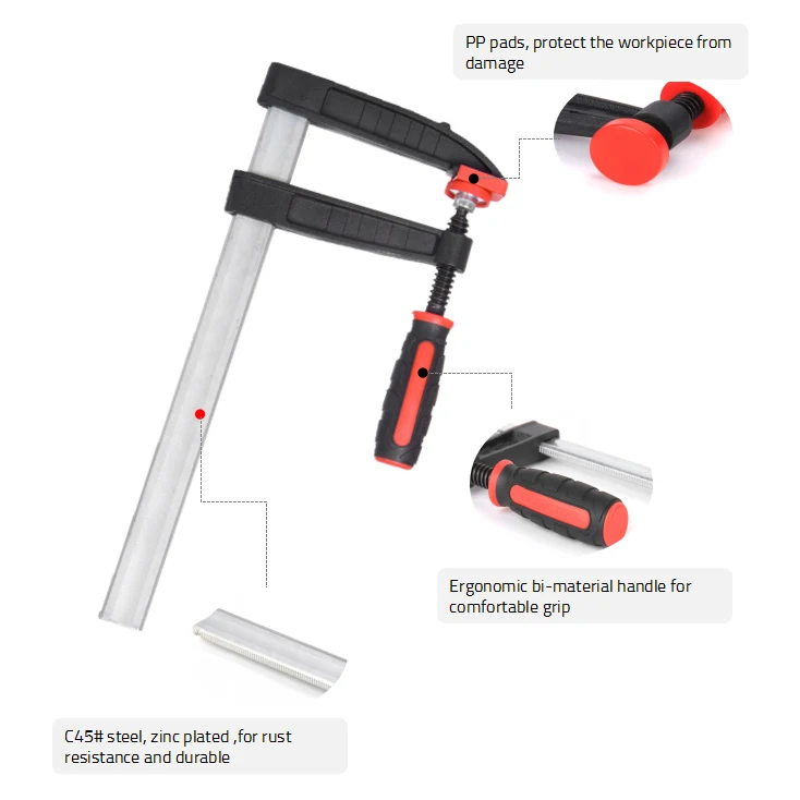 Heavy Duty C45 Steel Rail F Clamps 100-1000mm Wood Clamp For ...