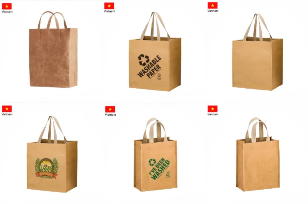 Vietnam Made Custom Washable Kraft Paper Bags High Quality Eco Friendly ...