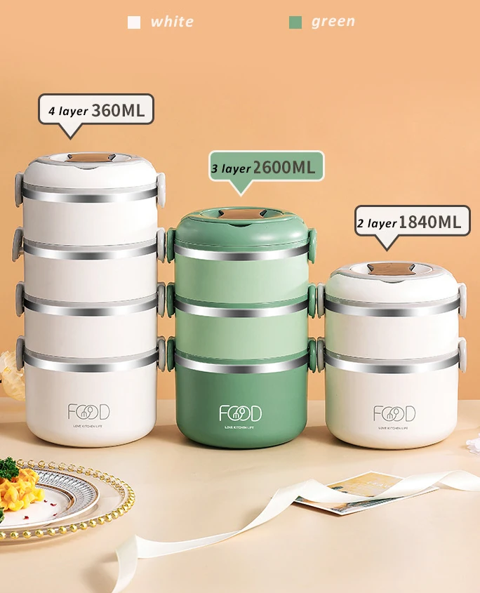 Stainless Steel Portable Insulated Lunch Box - Stackable