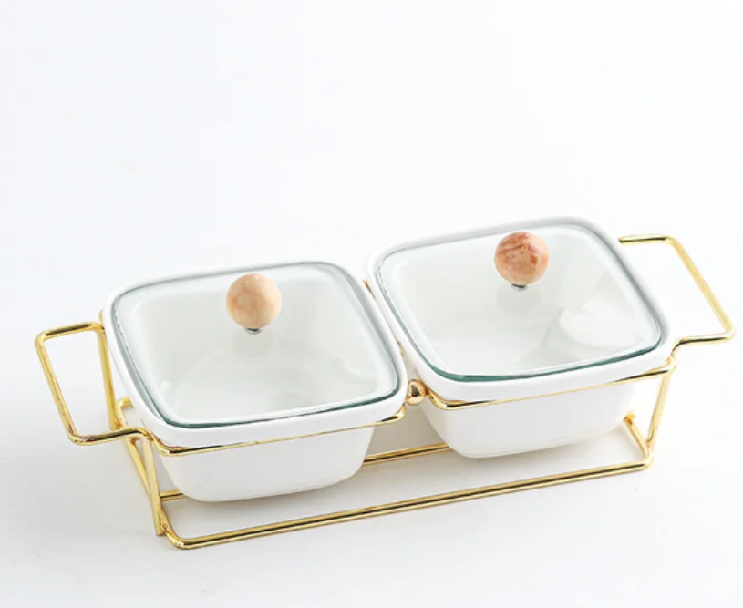 Metal Rack Ceramic Snack Box 6 Sets Advanced Table Bone China Snack ...