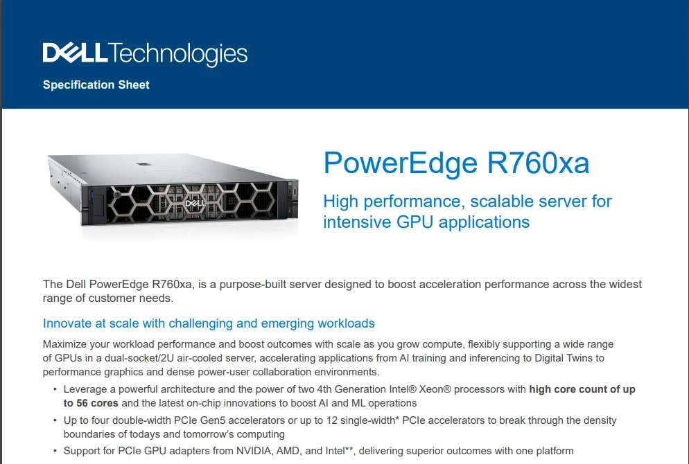 Original High Performance Del Poweredge R760xa Del Poweredge R760xa 2u ...