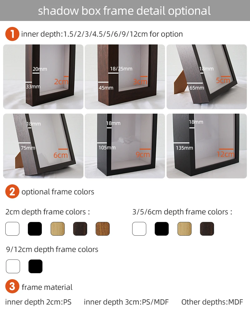 Wholesale MDF Shadow Box Frames - Customize Sizes & Colors