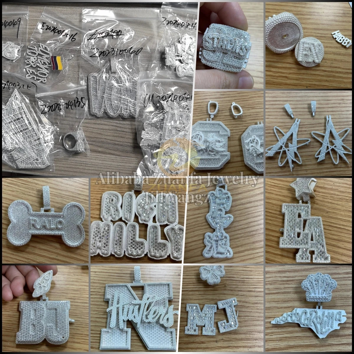 Custom Bail Letter Pendants VVS Moissanite Iced Out Full Diamonds
