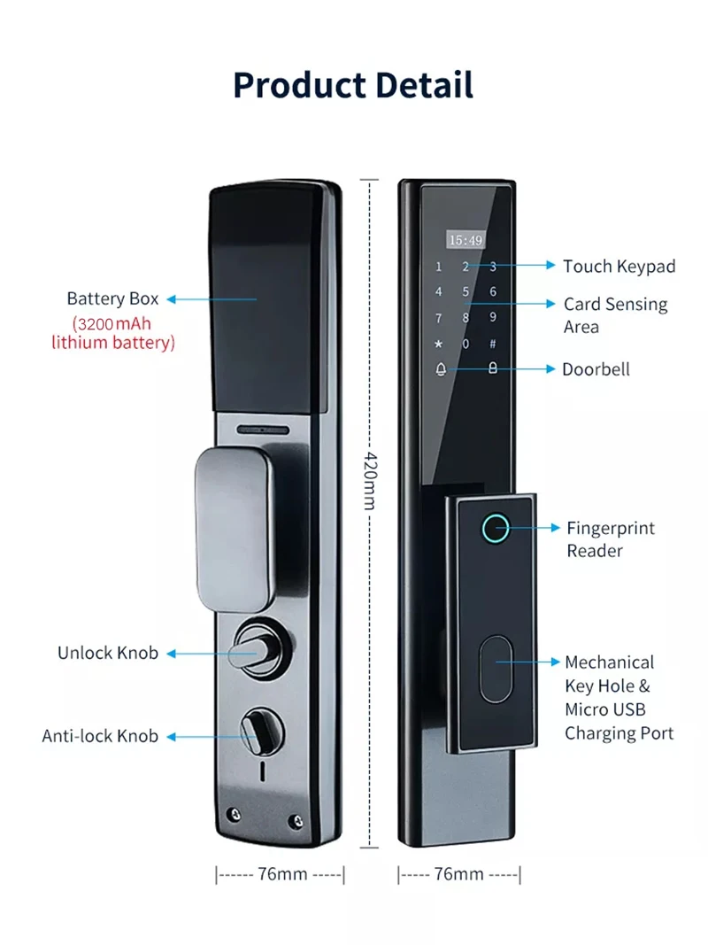 Kadonio Security Fully Automatic Digital Wifi Tuya Fingerprint Smart ...