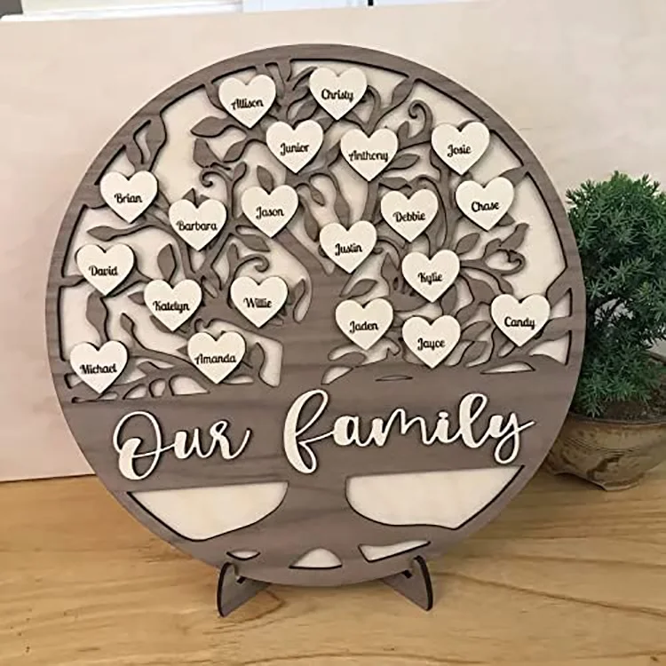 Handmade Wooden Decoration Family Tree Personalized Family Name Sign ...
