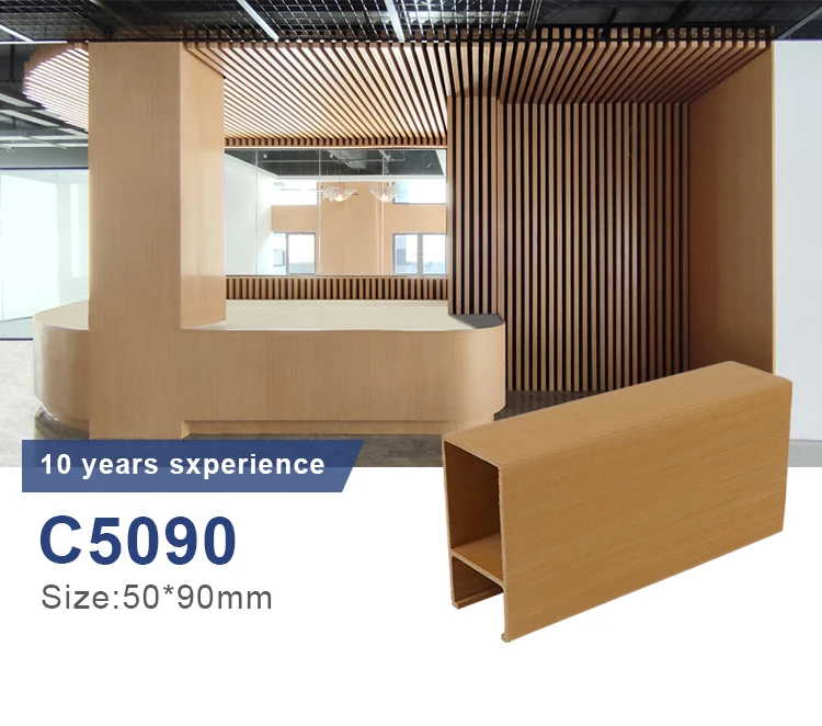 Louver Design Hollow Pvc Baffle Ceiling Wood Textured Column Ceiling ...