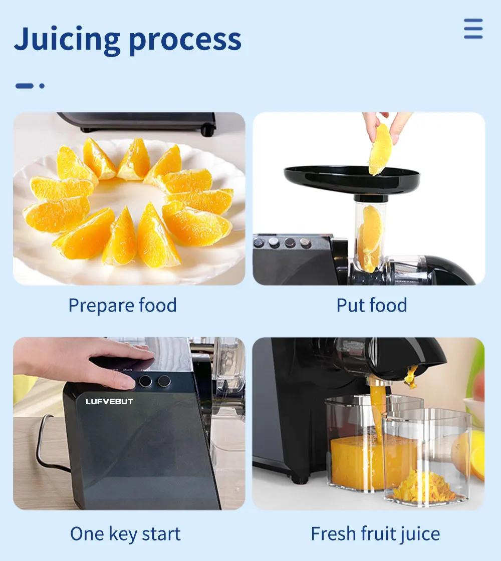 Cold Press Juicer With 304 Stainless Steel Filter 360 Degrees Without ...