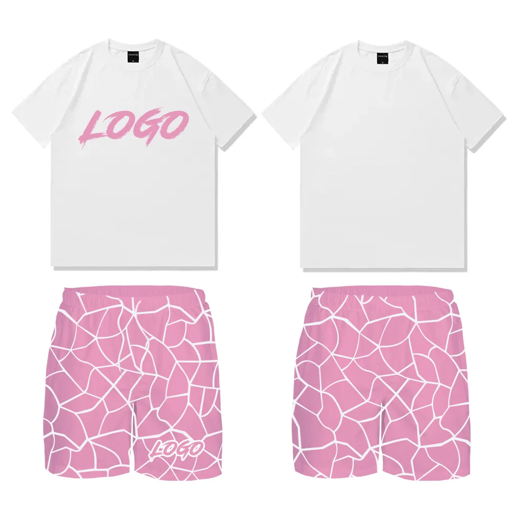 Custom Cotton Tshirts and Sublimation Print Mesh Shorts Men Casual Two ...