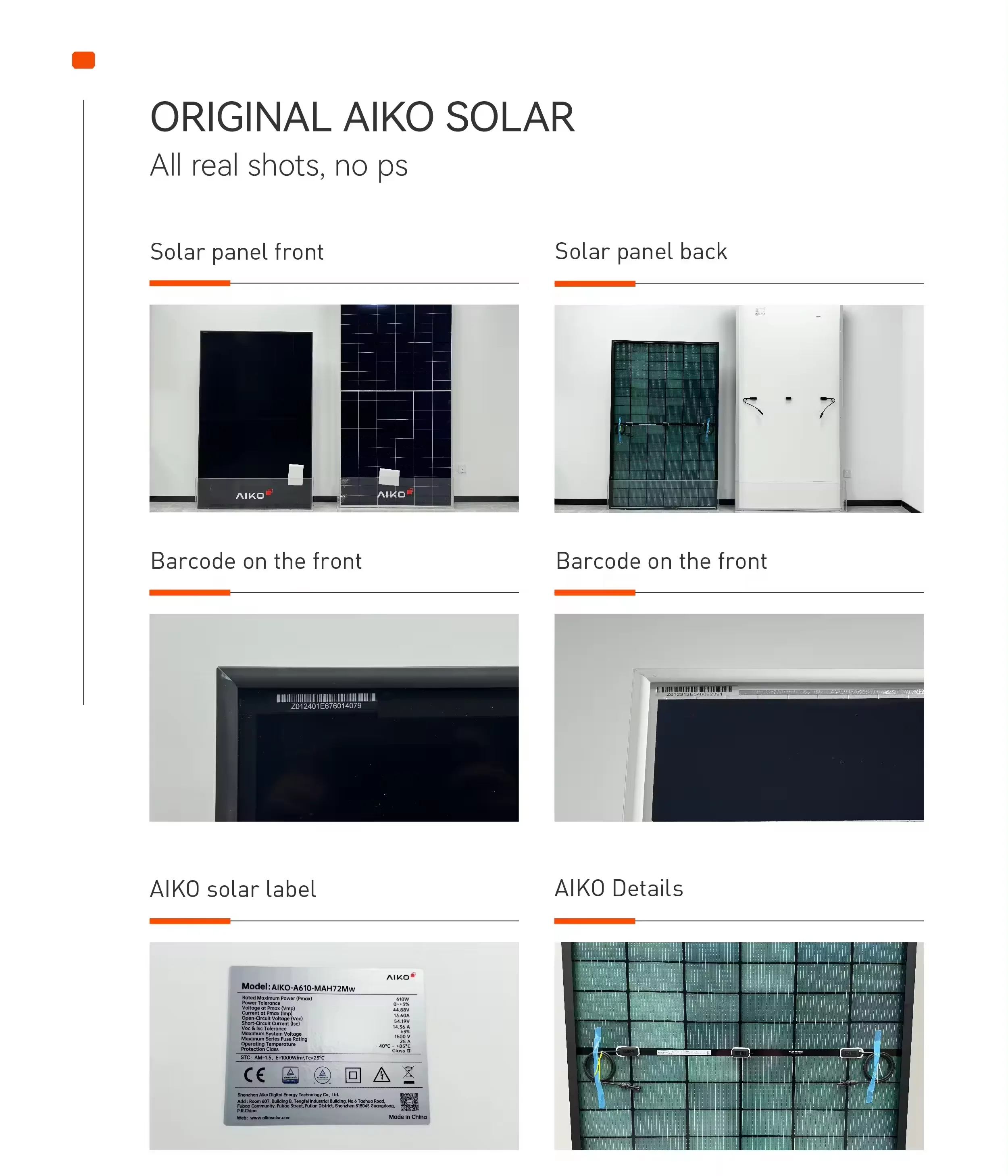 Aiko N-Type ABC Monofacial Module AIKO-A600-MAH72Mw Home Use PV 600W ...