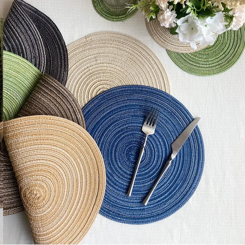 Individuales Para Comedor Blue Placemat Round Braided Woven Placemats ...
