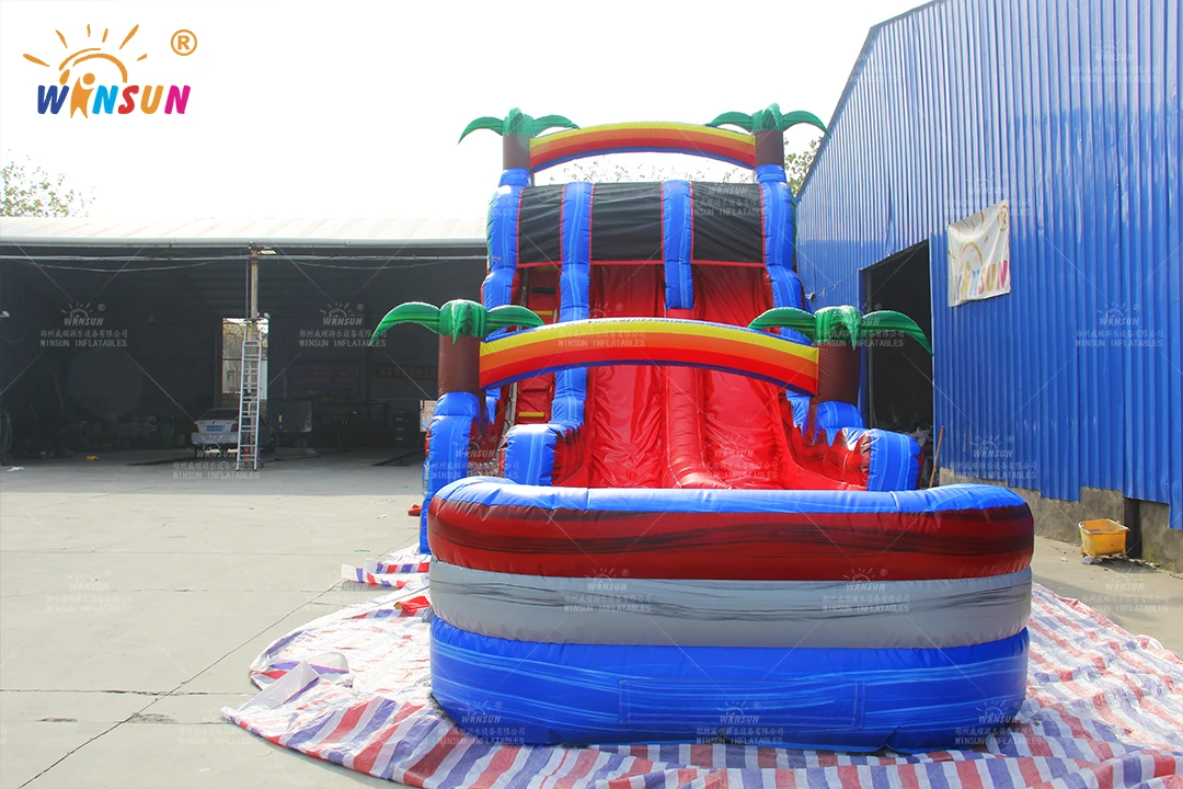 WINSUN 19ft Inflatable Water Slides with Pool Commercial Tropical Water ...