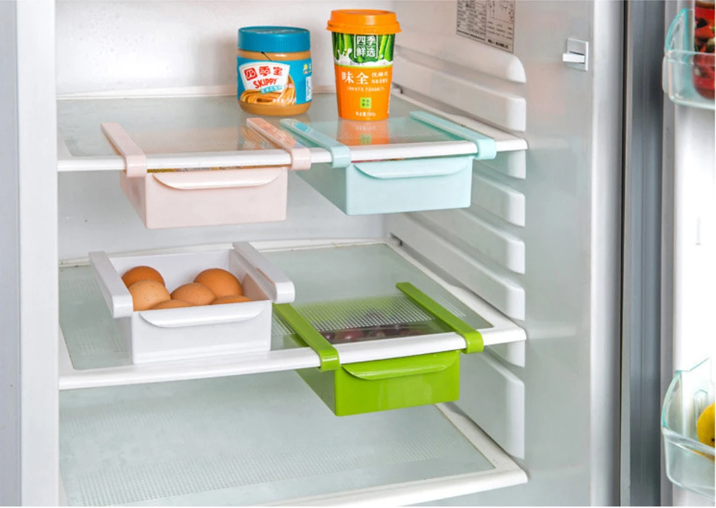 Unique Design Pull Out Bins Fridge Drawer Organizer 4 Pack Retractable ...