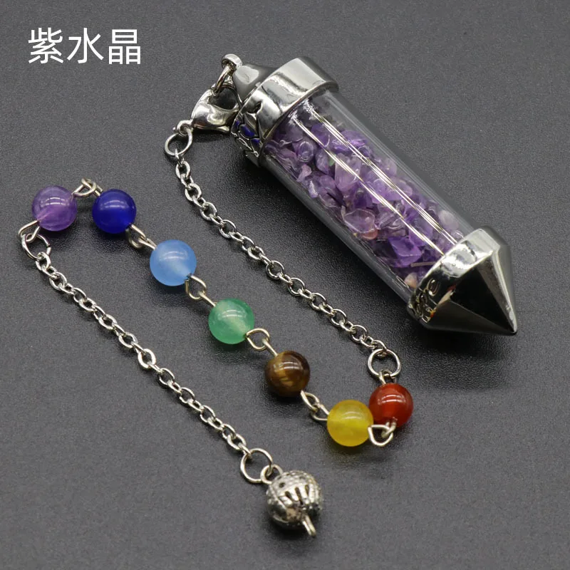 Seven Chakra Pendulum Seven-chakra Gravel Pendulum Amethyst Powder ...