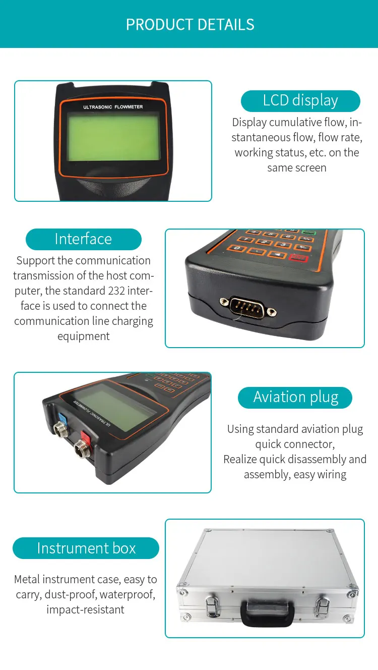 Aice Tech Digital Portable Flow Meter - Ultrasonic Precision Aice Tech Digital Portable Flow Meter - Ultrasonic Precision