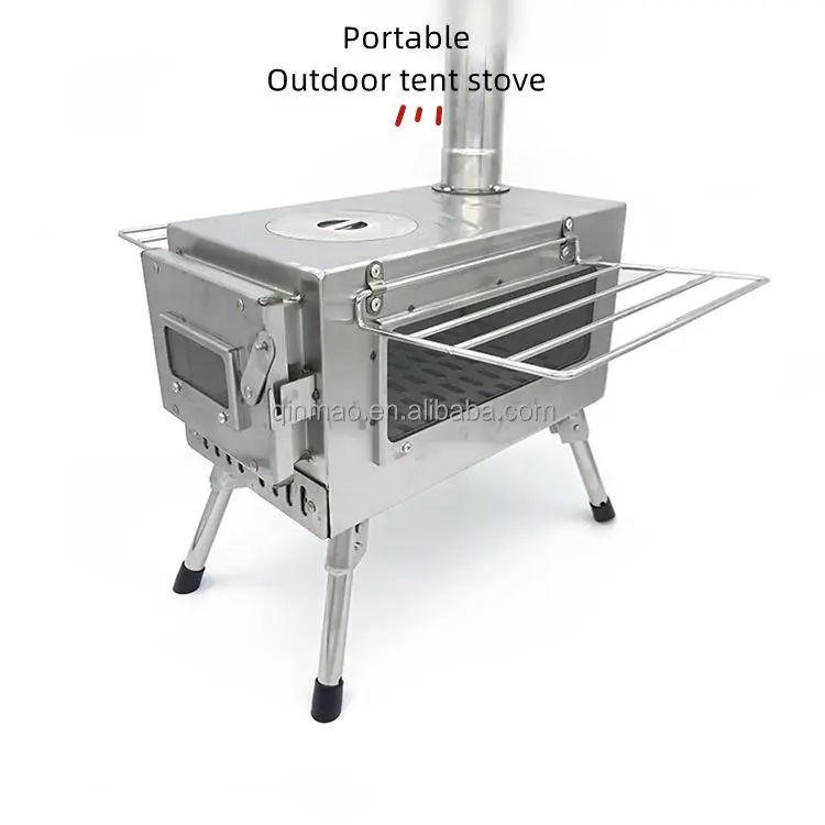 Portable Wood Stove for Outdoor Camping - Stainless Steel