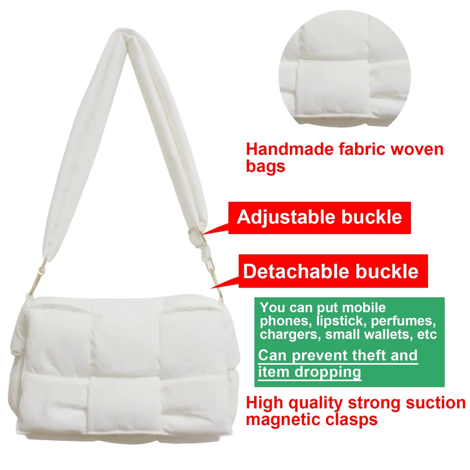 Mini Puffer Shoulder Bag Quilted Puffer Tote Bag For Women Crossbody ...