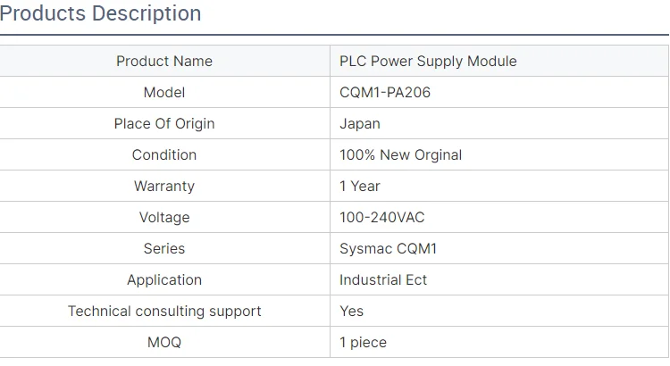 New And Original Cpu Unit Plc Programmable Controller Module Cqm1-pa206 ...