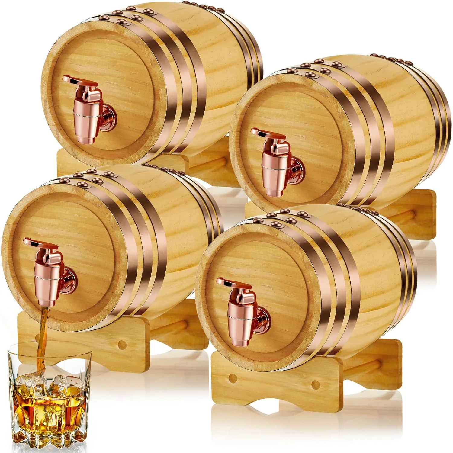 4 1-liter Cask Cocktail Tequila Spirit Whiskey Dispenser with Stand for ...