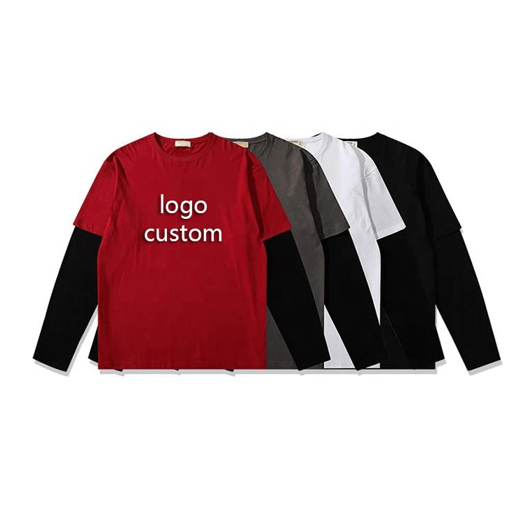 Casual Unisex Double Layer Long Sleeve T Shirt - Customizable