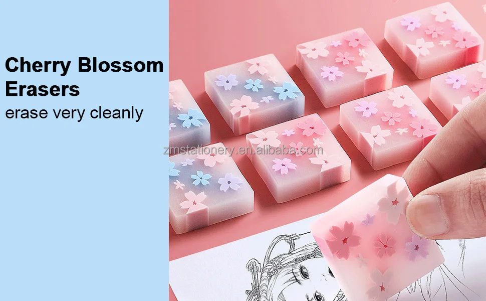 Customize Wholesale Kawaii Girl Pink Artists Flower Erasers Cherry ...