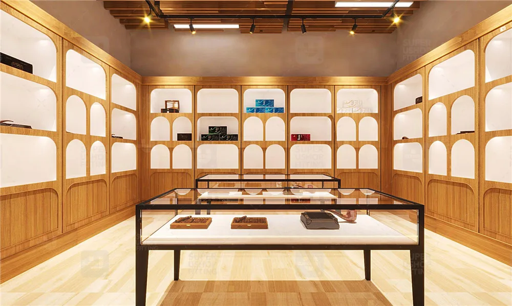 Custom Wood Cigarette Shop Display Design Trendy Tobacco Shop Furniture ...
