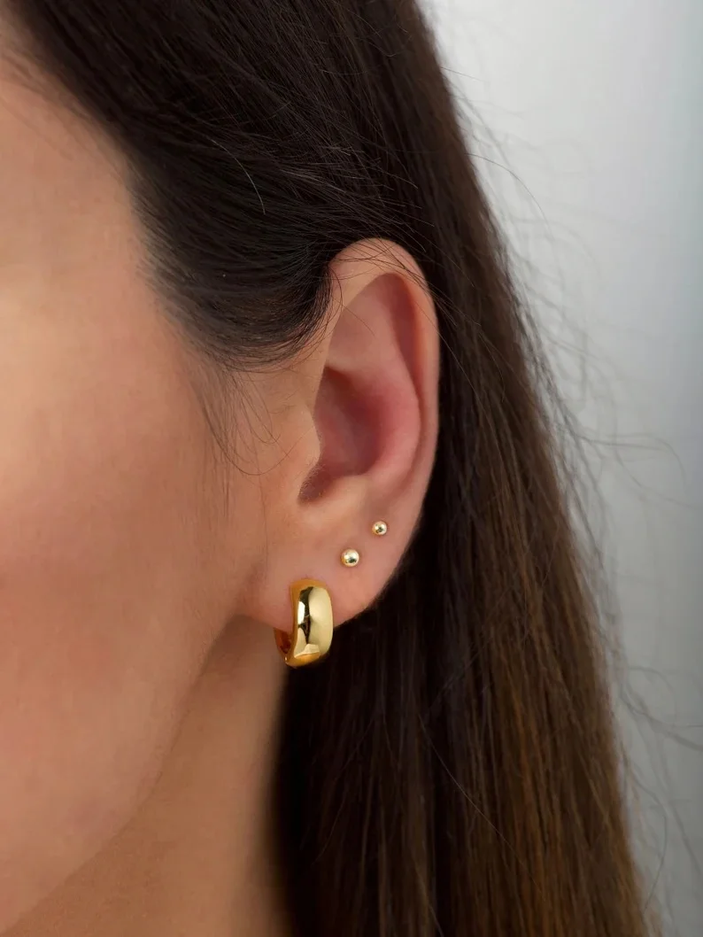 Gogem Minimalist Small Clip-on Earrings Bijoux High Polished 18k Gold ...