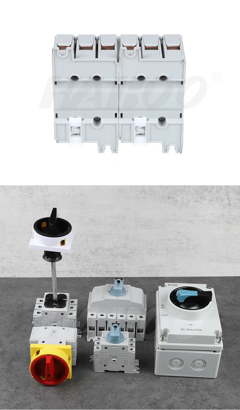Haboo Solar Pv Dc&ac Isolator Switch 6p 80a 690v Rotating Handle ...