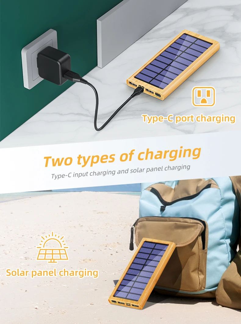 Custom Outdoor Fast Charging Mobile Eco Friendly Wood Power Bank 10000mah