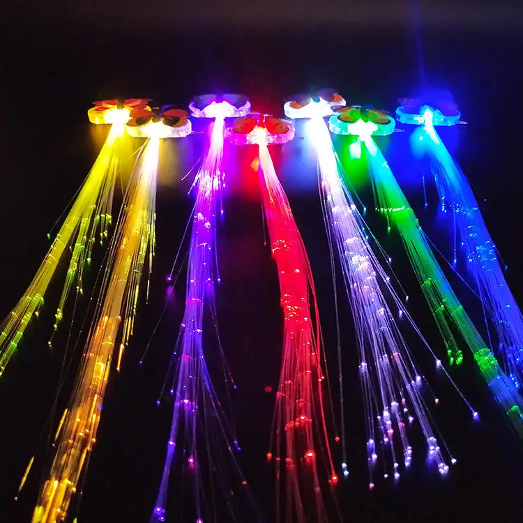 Multicolor Flashing Light Up Hair Braid Led Fiber Optic Hair Light ...