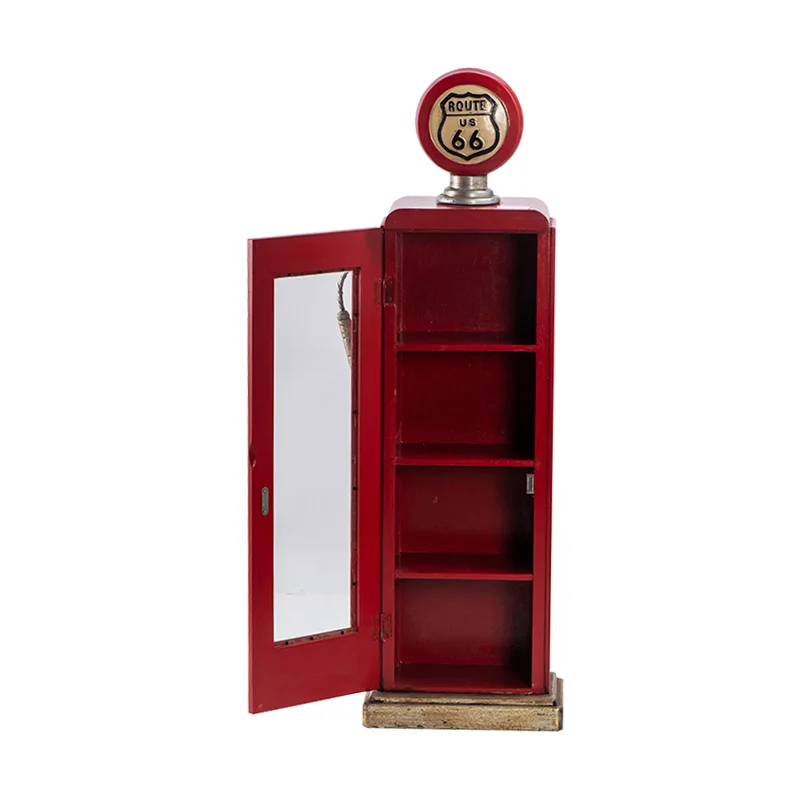 Retro Gas Pump Cabinet Design Small Wooden Shelf Antique Wood Storage ...