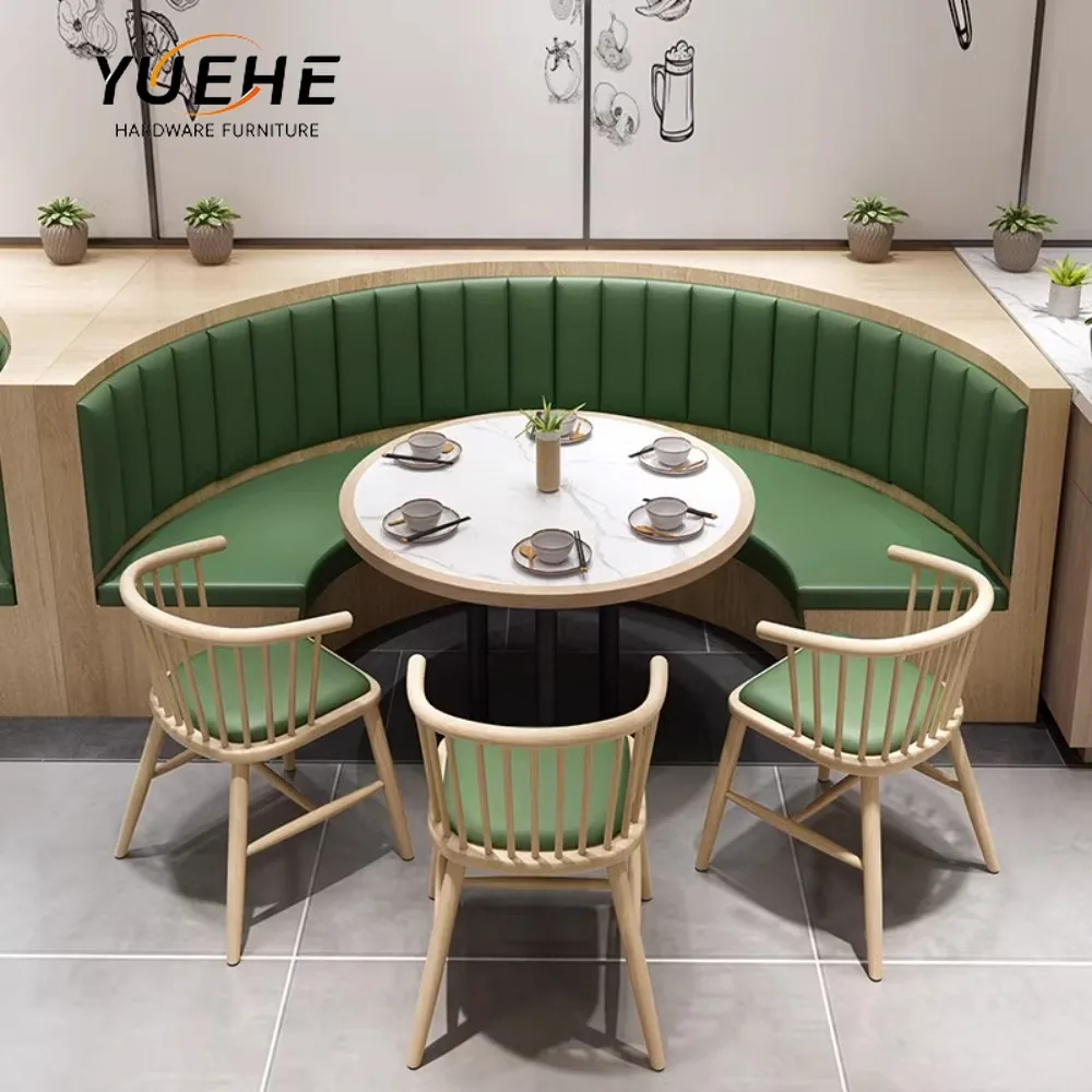U Shape Wood Restaurant Booths Cafe Restaurant Seating Furniture Round ...