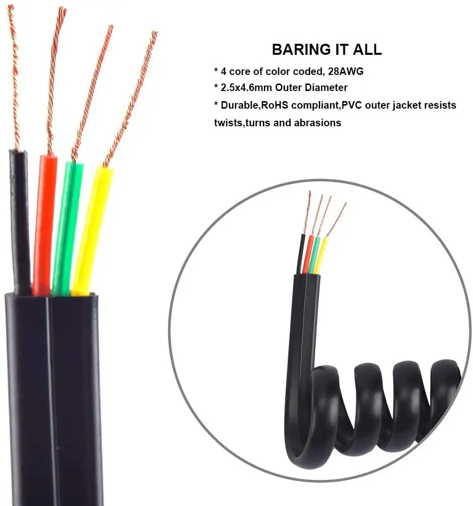 Yilun RJ12 Flexible Telephone Cable - 12 Foot Extended Line