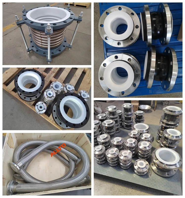 Flange Connected Axial Metal Compensator Full PTFE Lined Rubber ...